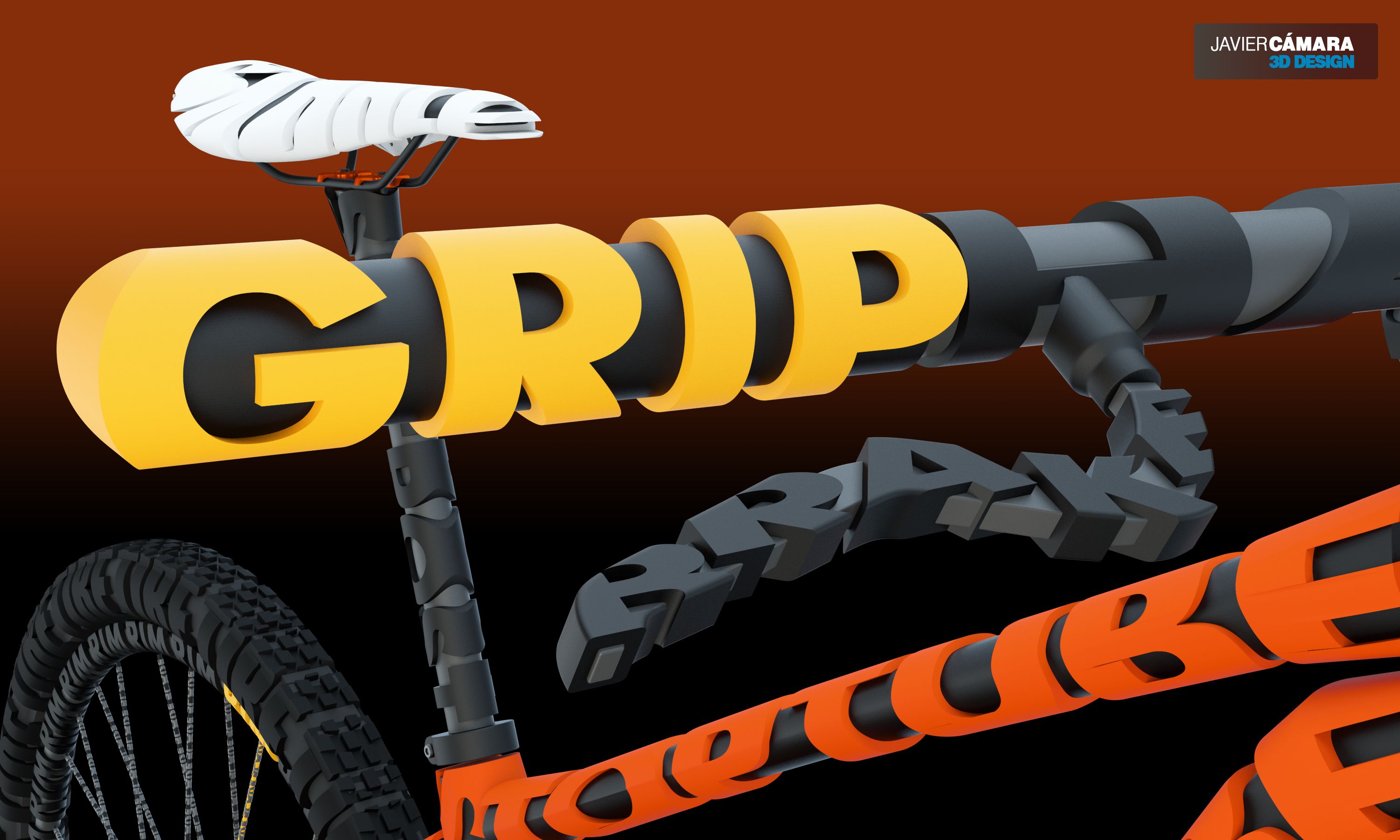 Bike Letters - 3D Graphic design | Domestika