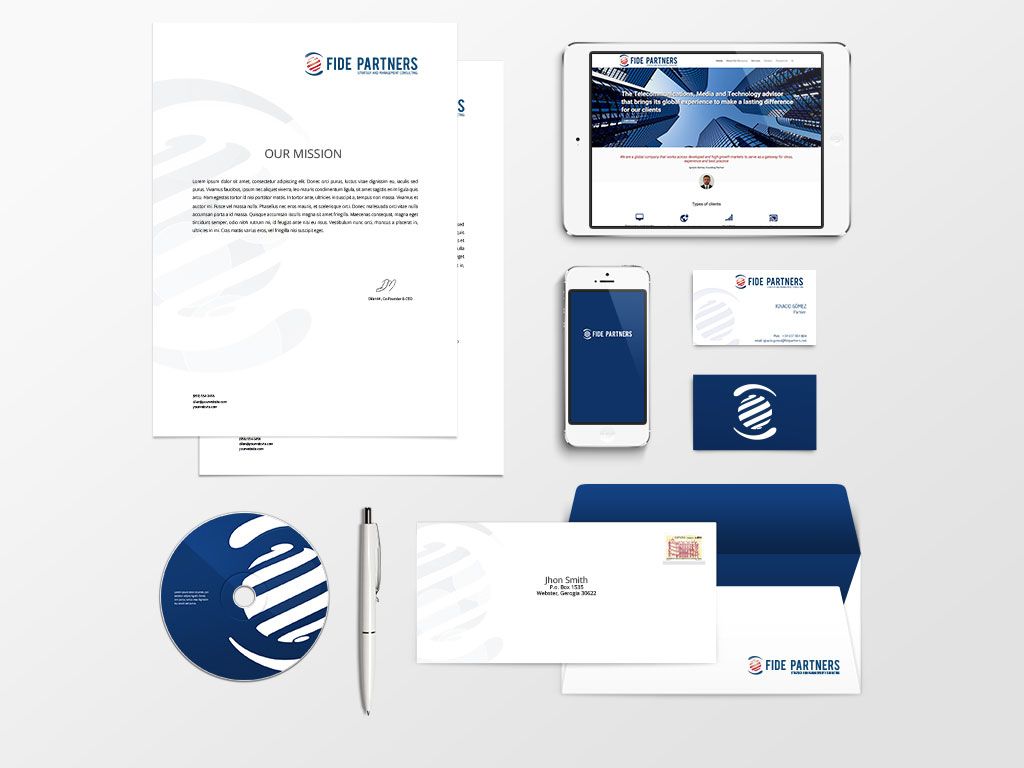 Diseño imagen corporativa y sitio web Fide Partners | Domestika
