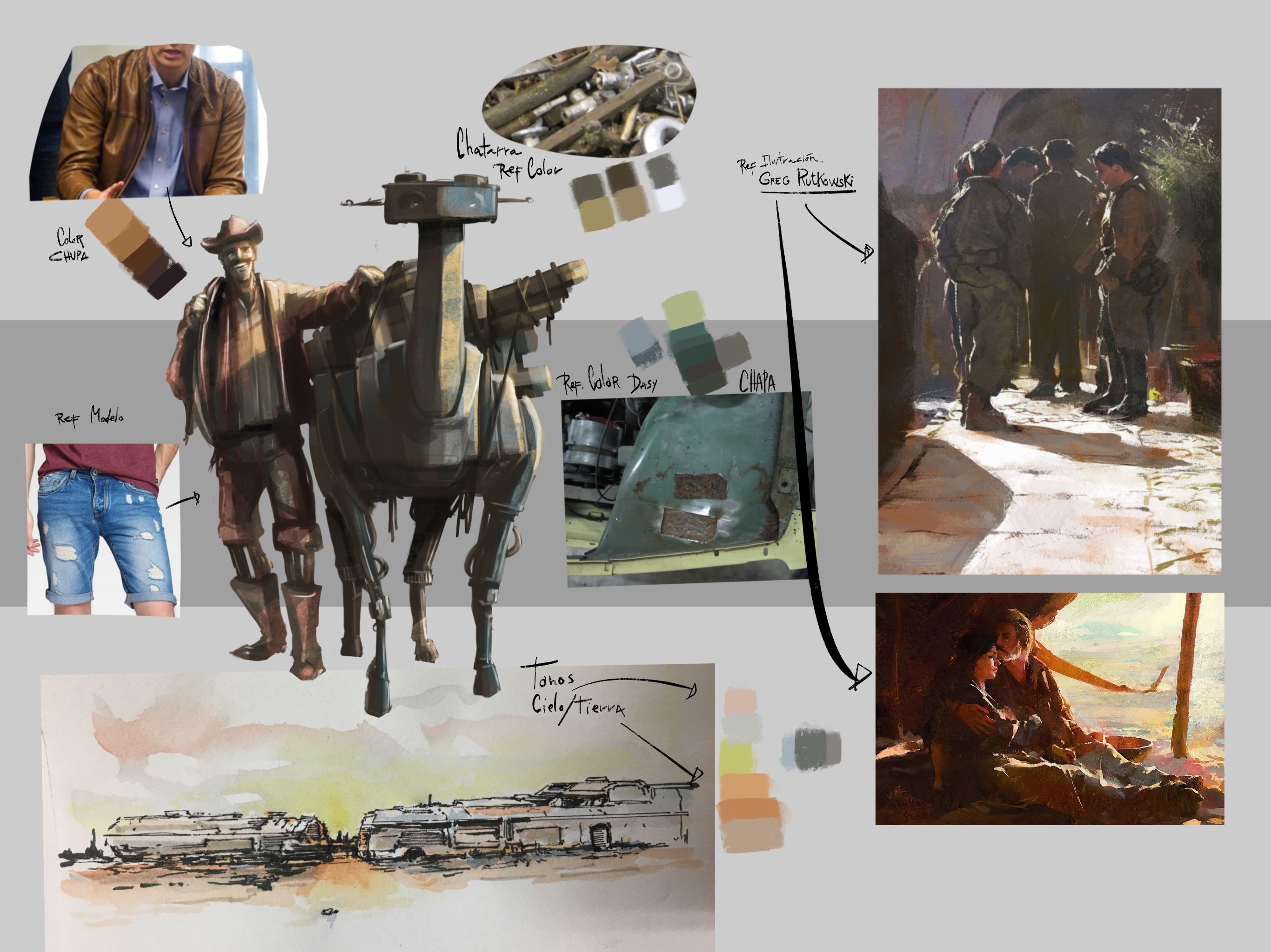 Scrap metal dealer Mike and Dasy the mare // Course project: Character design for concept art ...