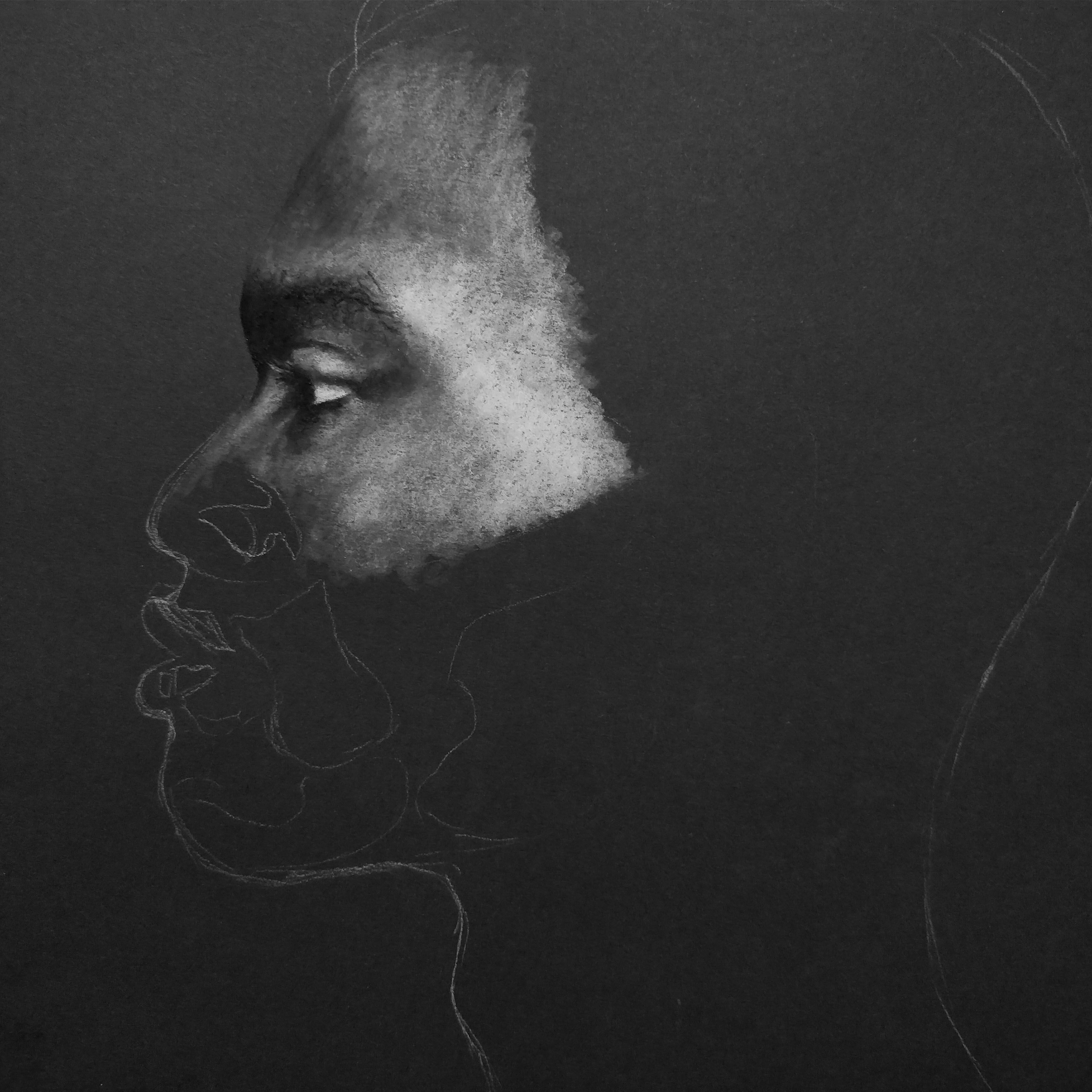 Profile of a Man - Chalk and Charcoal portrait, A3 | Domestika