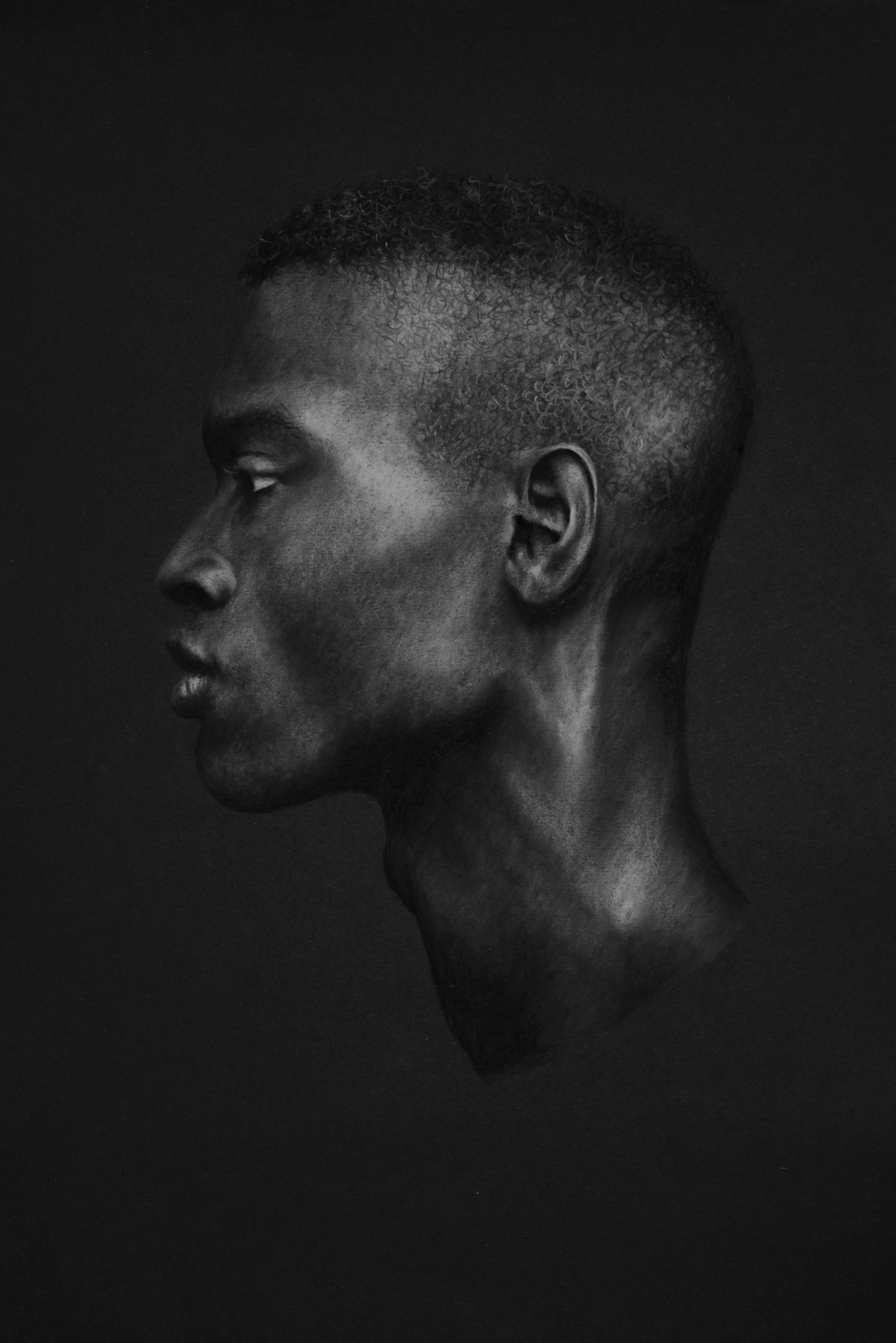 Profile of a Man - Chalk and Charcoal portrait, A3 | Domestika