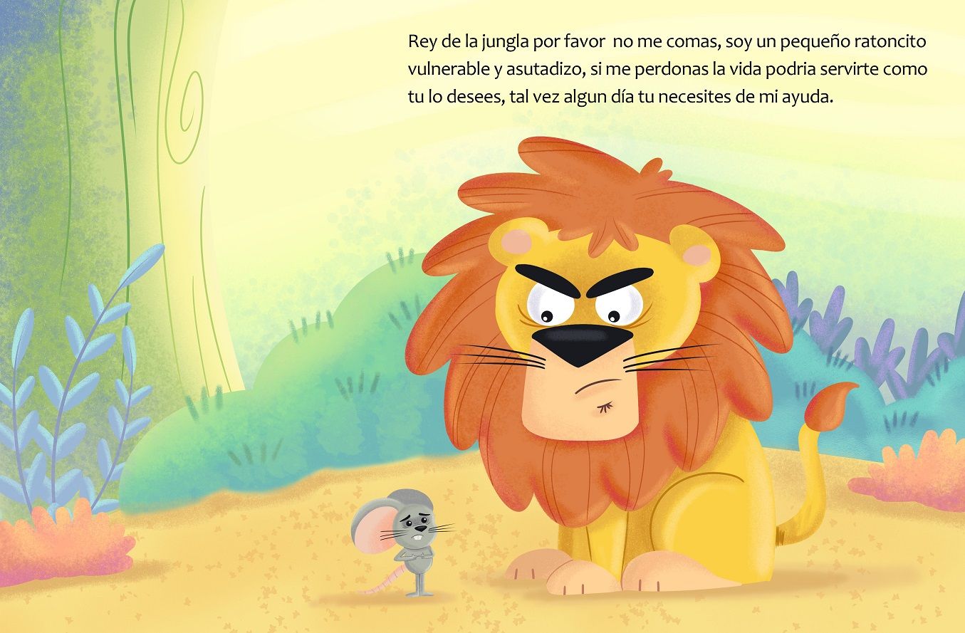 El león y el ratón: Ilustración digital para cuentos infantiles | Domestika