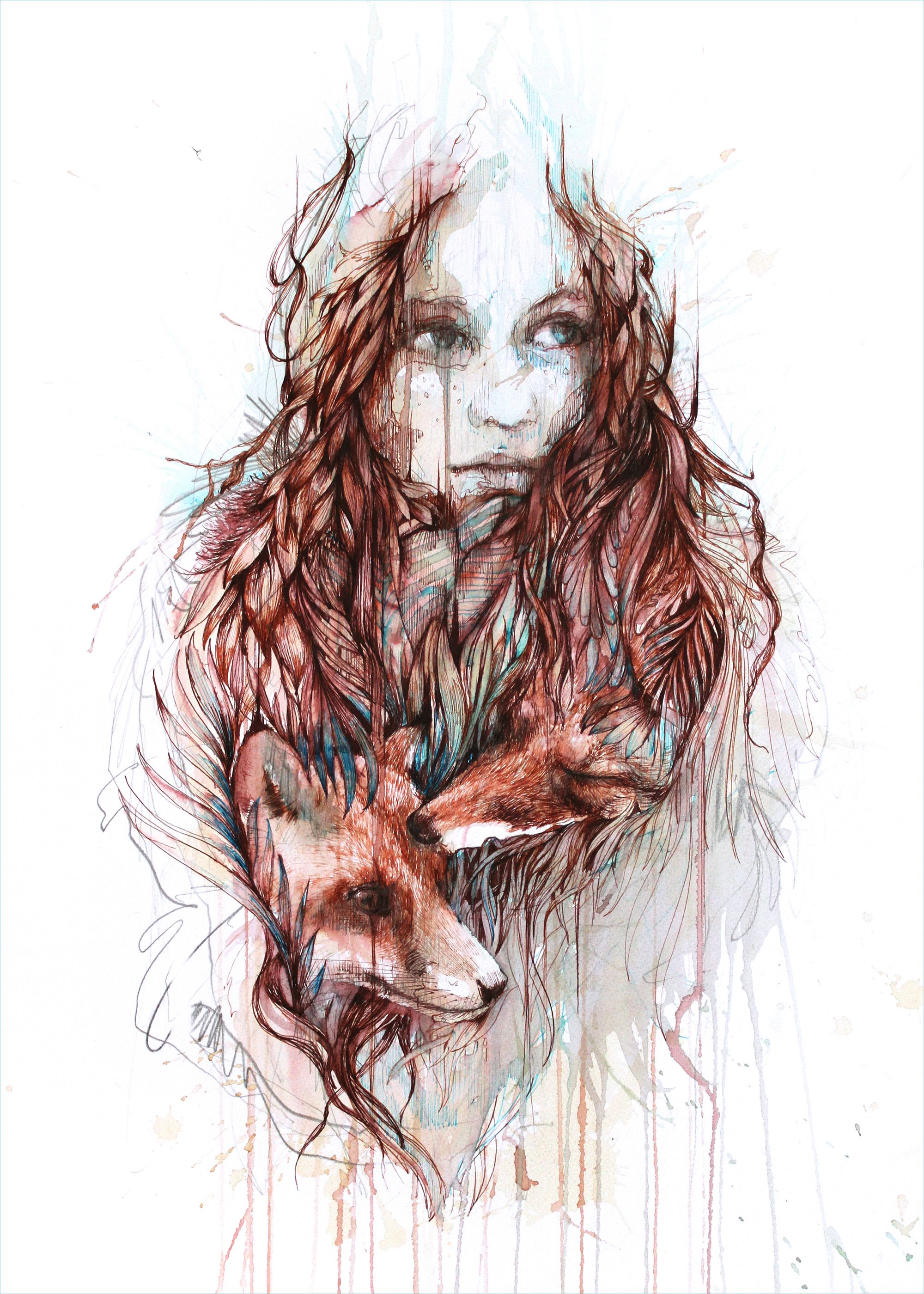 Comfort - Illustration in ink and tea on watercolour paper by Carne ...