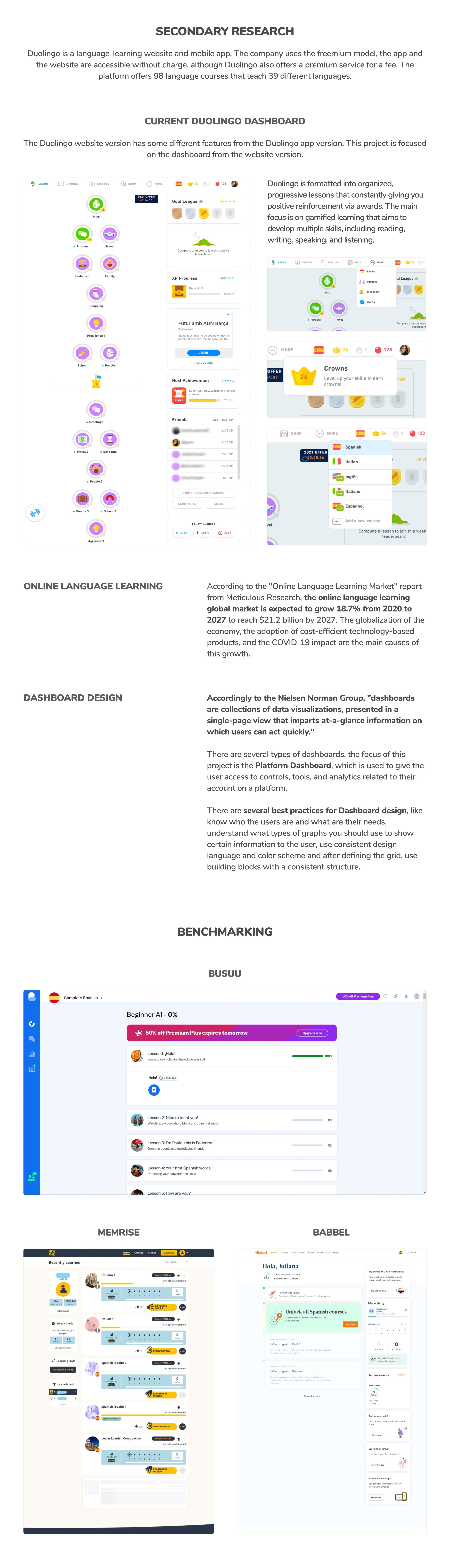 Duolingo - Dashboard - UI/UX - Case Study | Domestika