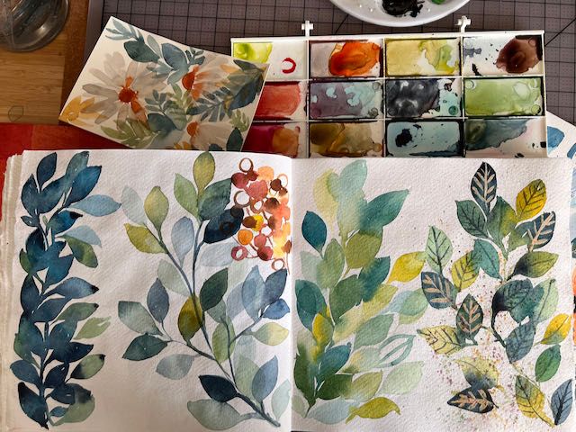 Flowers and Leaves. Artistic Floral Watercolor: Connect with Nature ...