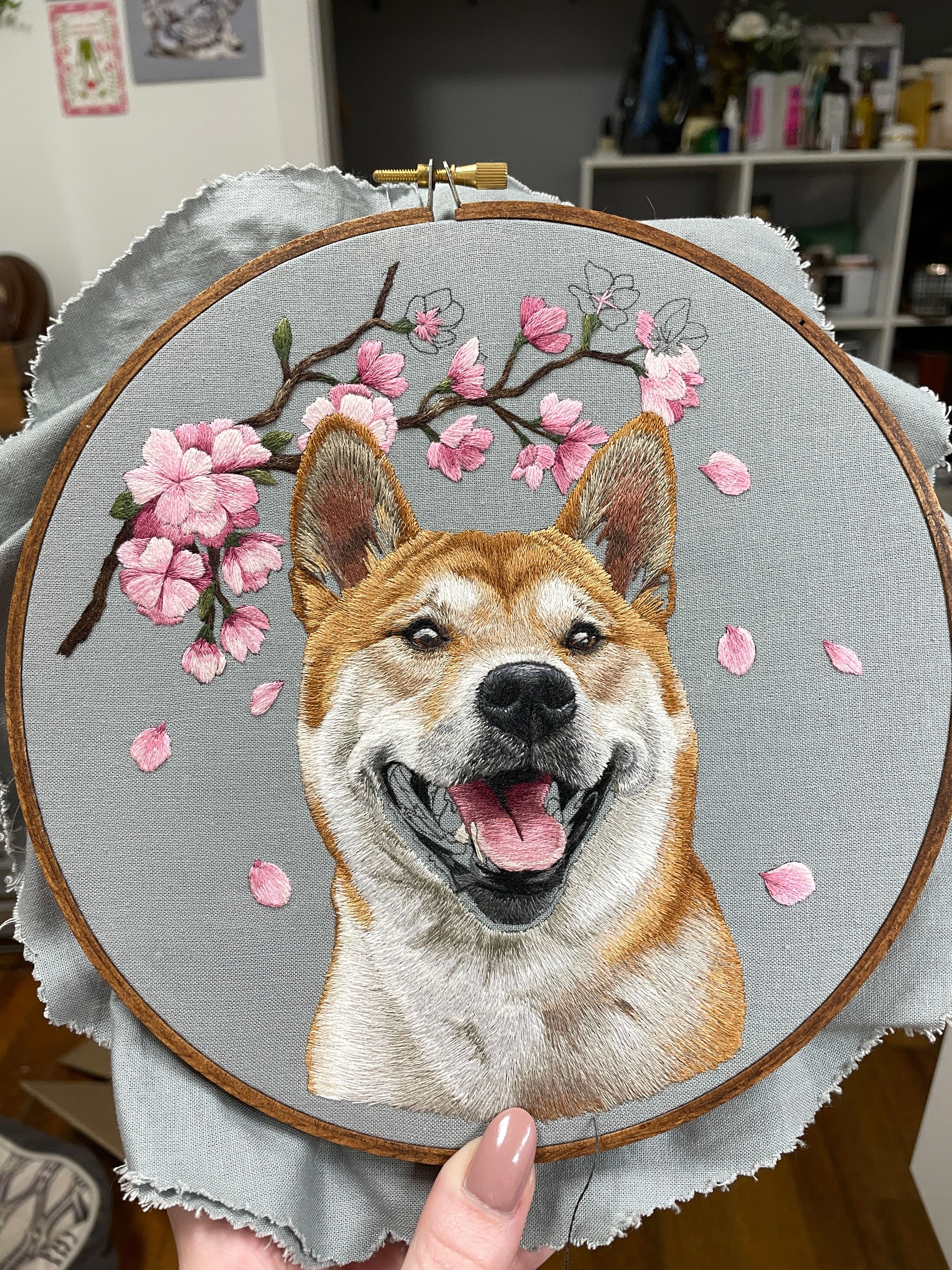 Lishi - Hand embroidered Shiba Inu portrait | Domestika