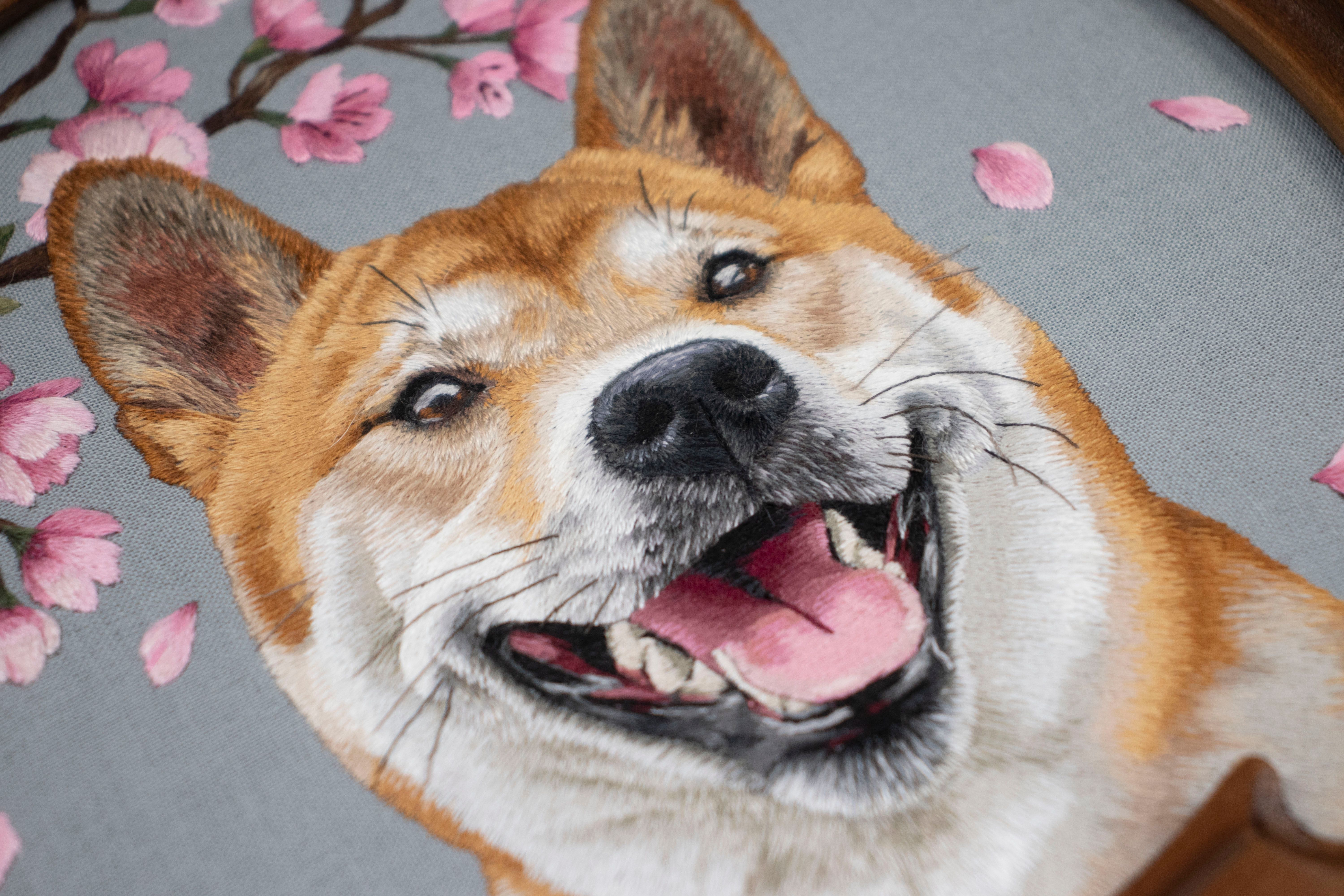 Lishi - Hand embroidered Shiba Inu portrait | Domestika