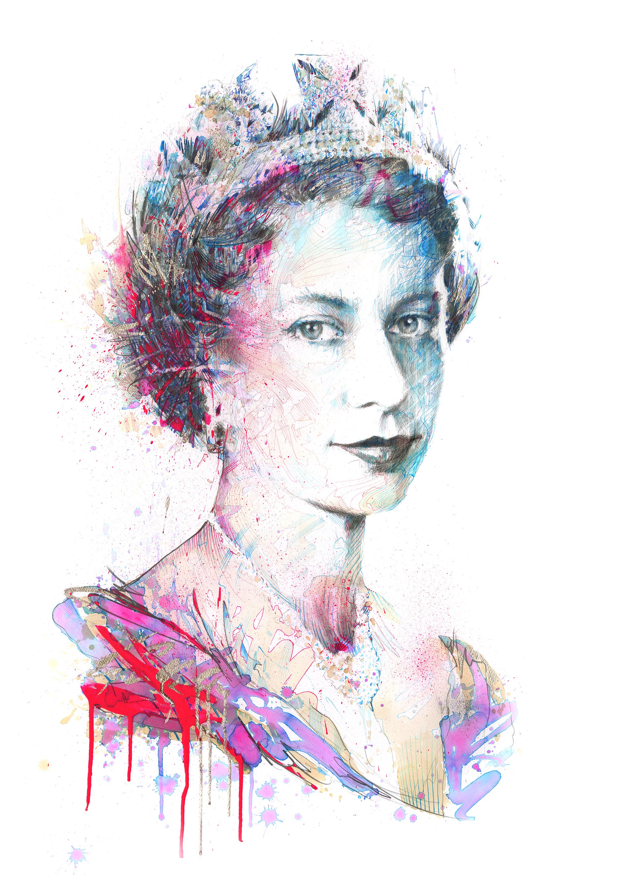 Portrait of Her Majesty Queen Elizabeth II - painted for auction, step ...