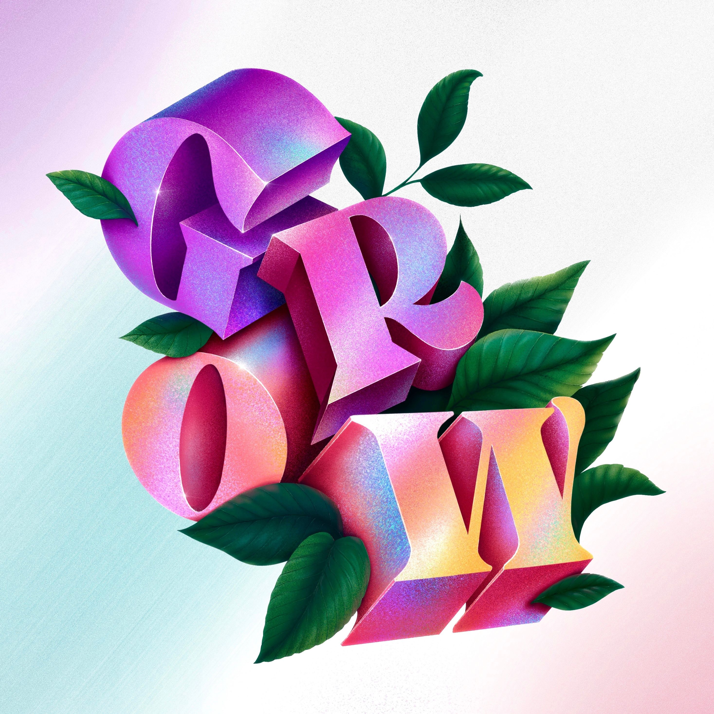 Lettering artwork with 3D and iridescent effects | Domestika