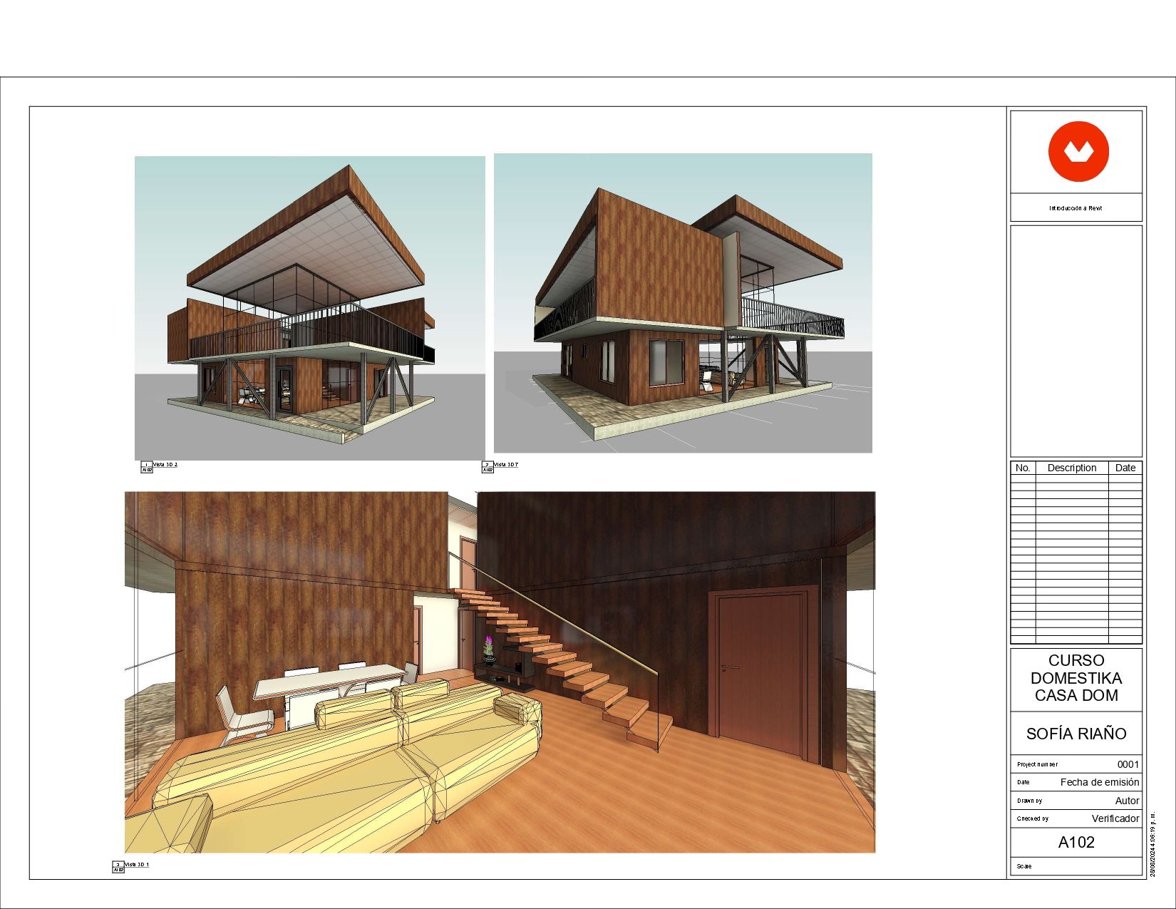 Mi proyecto del curso: Diseño y modelado arquitectónico 3D con Revit | Domestika