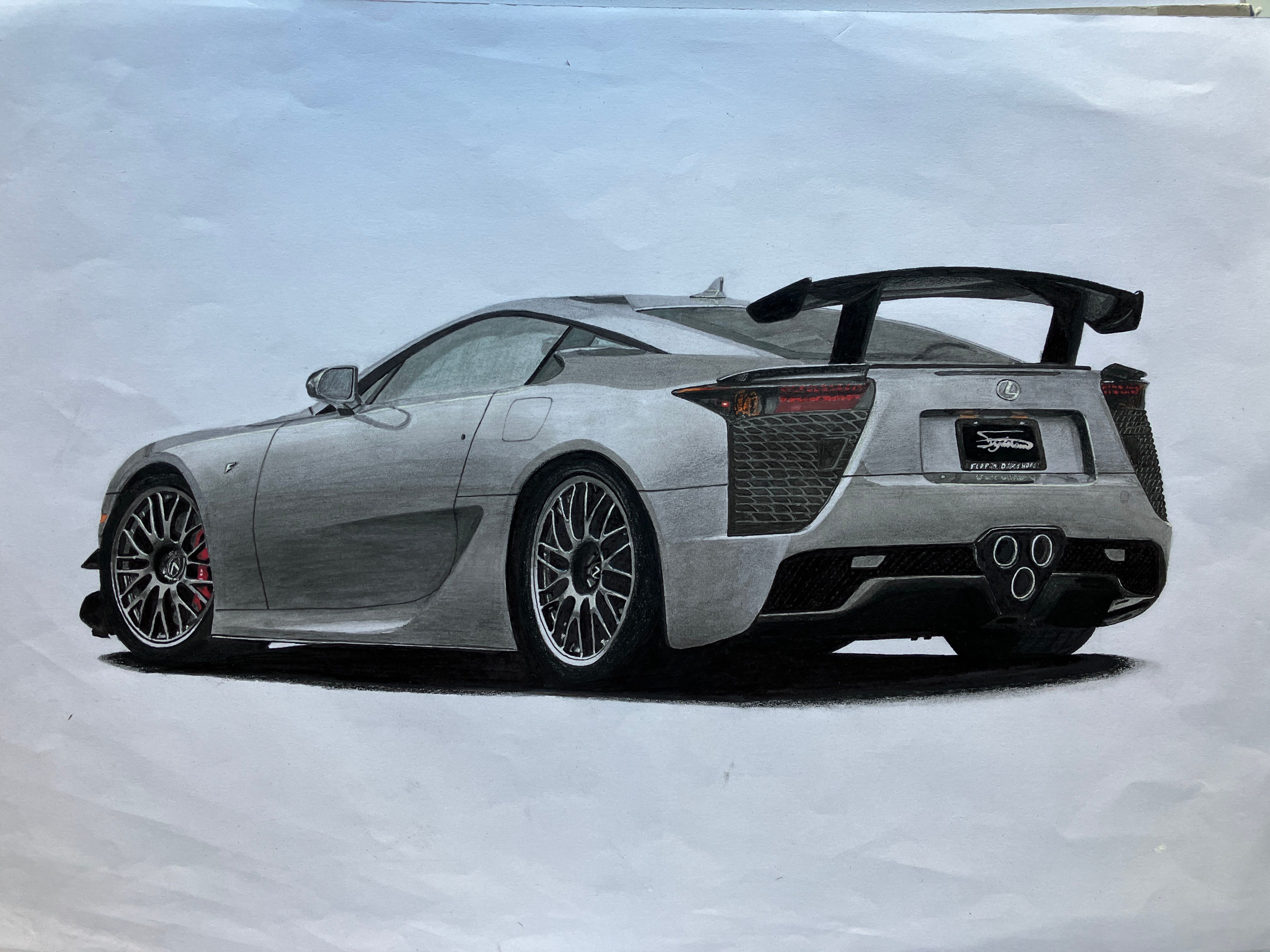 Realistic Lexus LFA drawing | Domestika