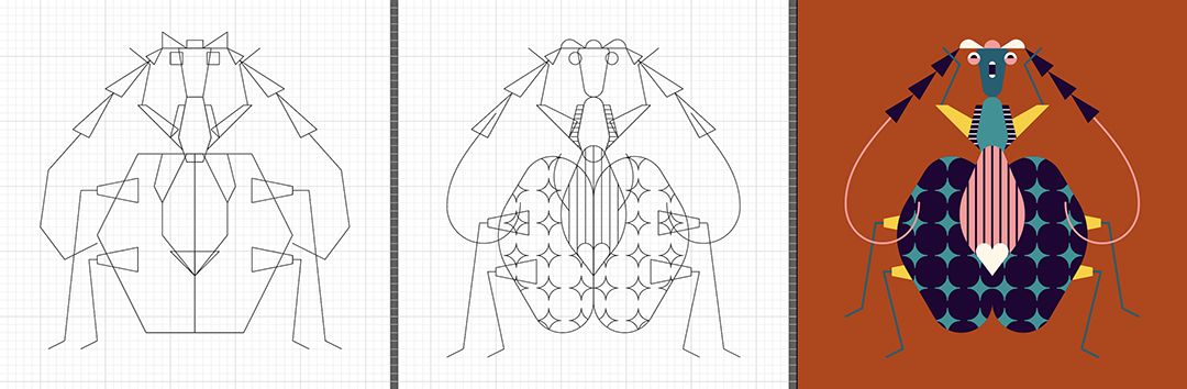 【Course Project】Insect Character Designs with Geometric Shapes | Domestika