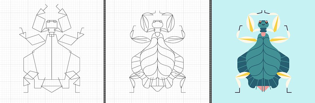 【Course Project】Insect Character Designs with Geometric Shapes | Domestika