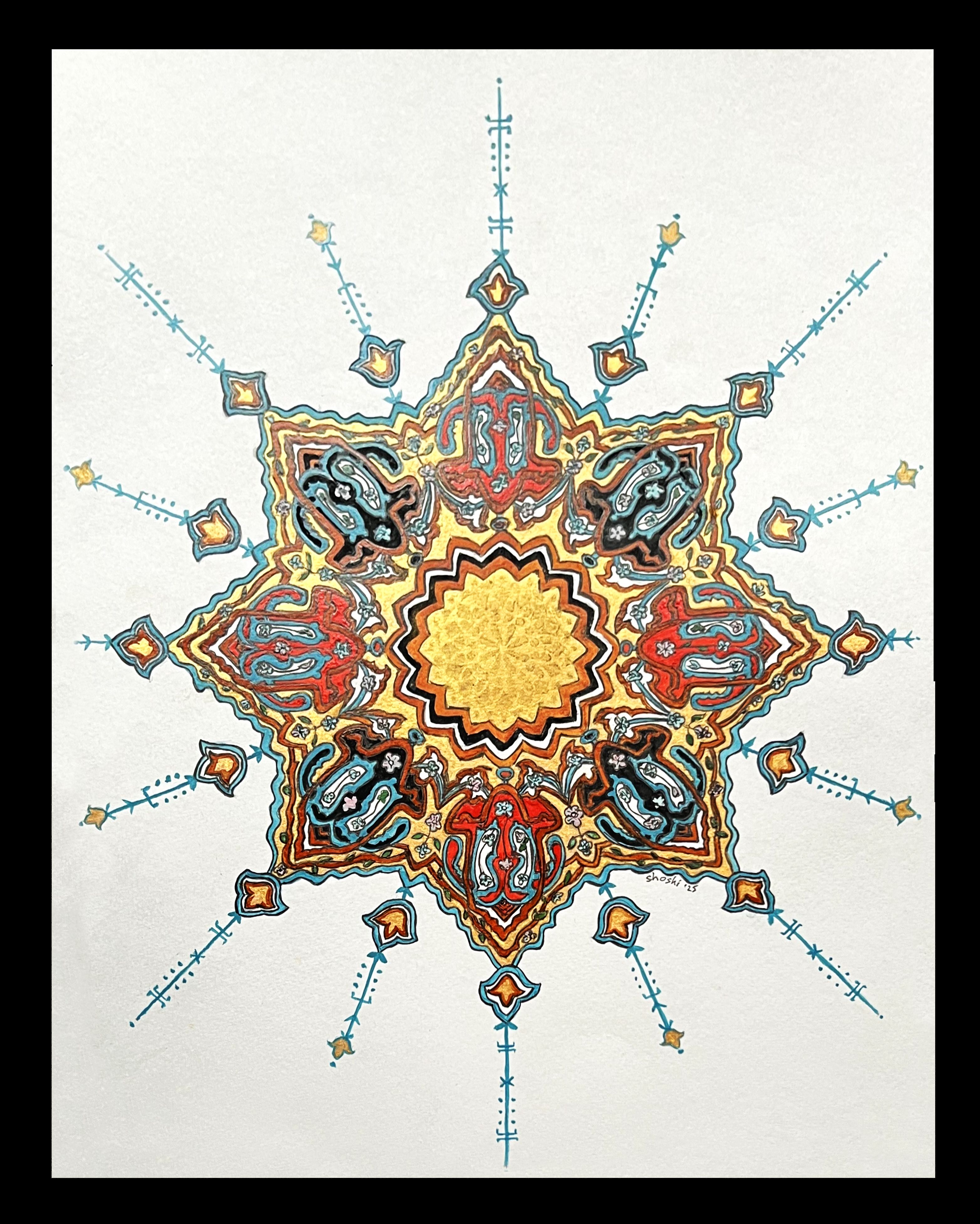 Red, Blue and Gold Shamsa | Domestika