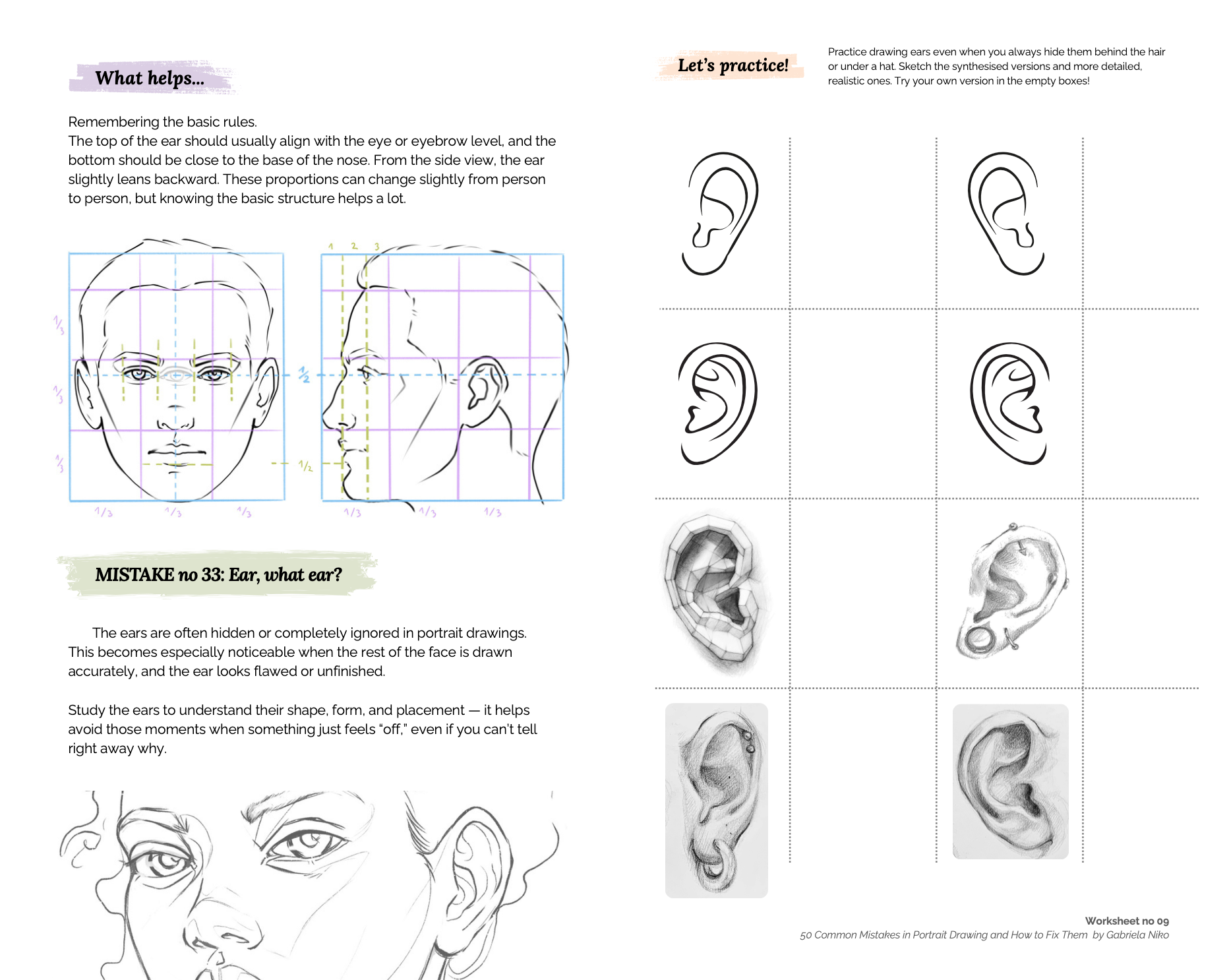 “50 Common Mistakes in Portrait Drawing” – educational e-book | Domestika