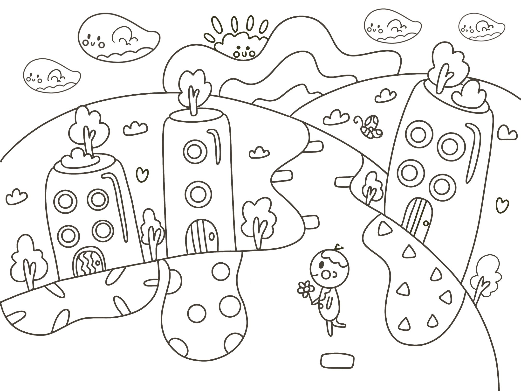 kawaii world design into a coloring pages | Domestika