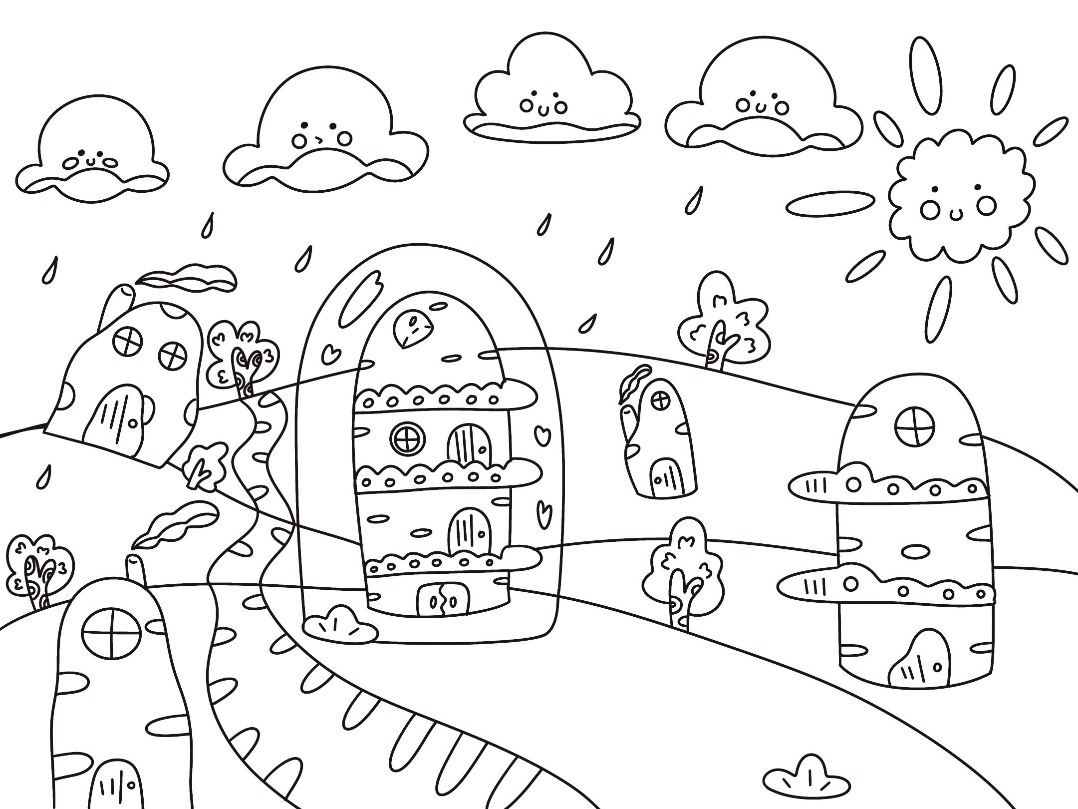 kawaii world design into a coloring pages | Domestika