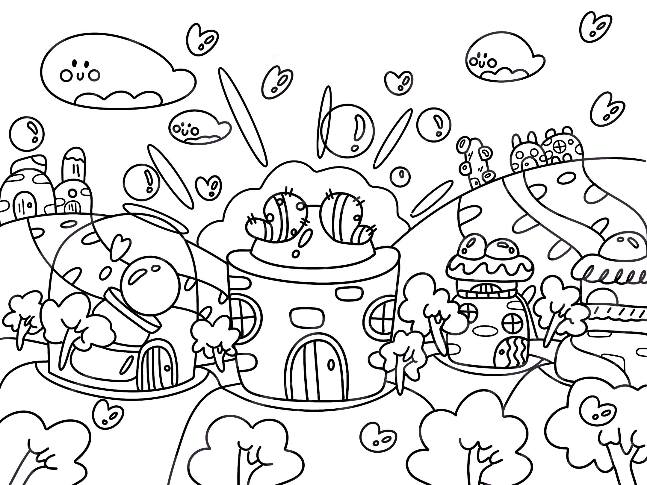 kawaii world design into a coloring pages | Domestika