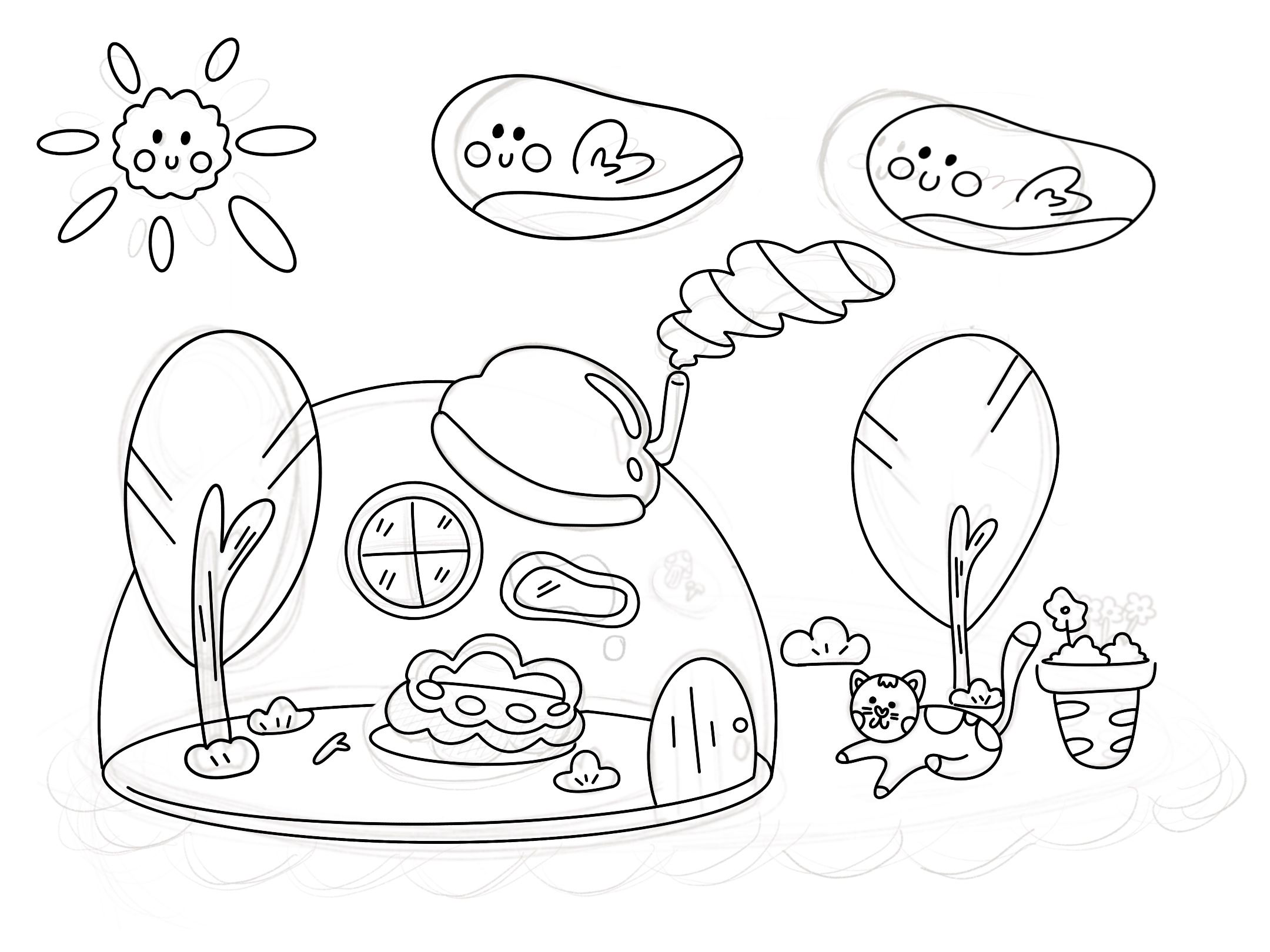 kawaii world design into a coloring pages | Domestika