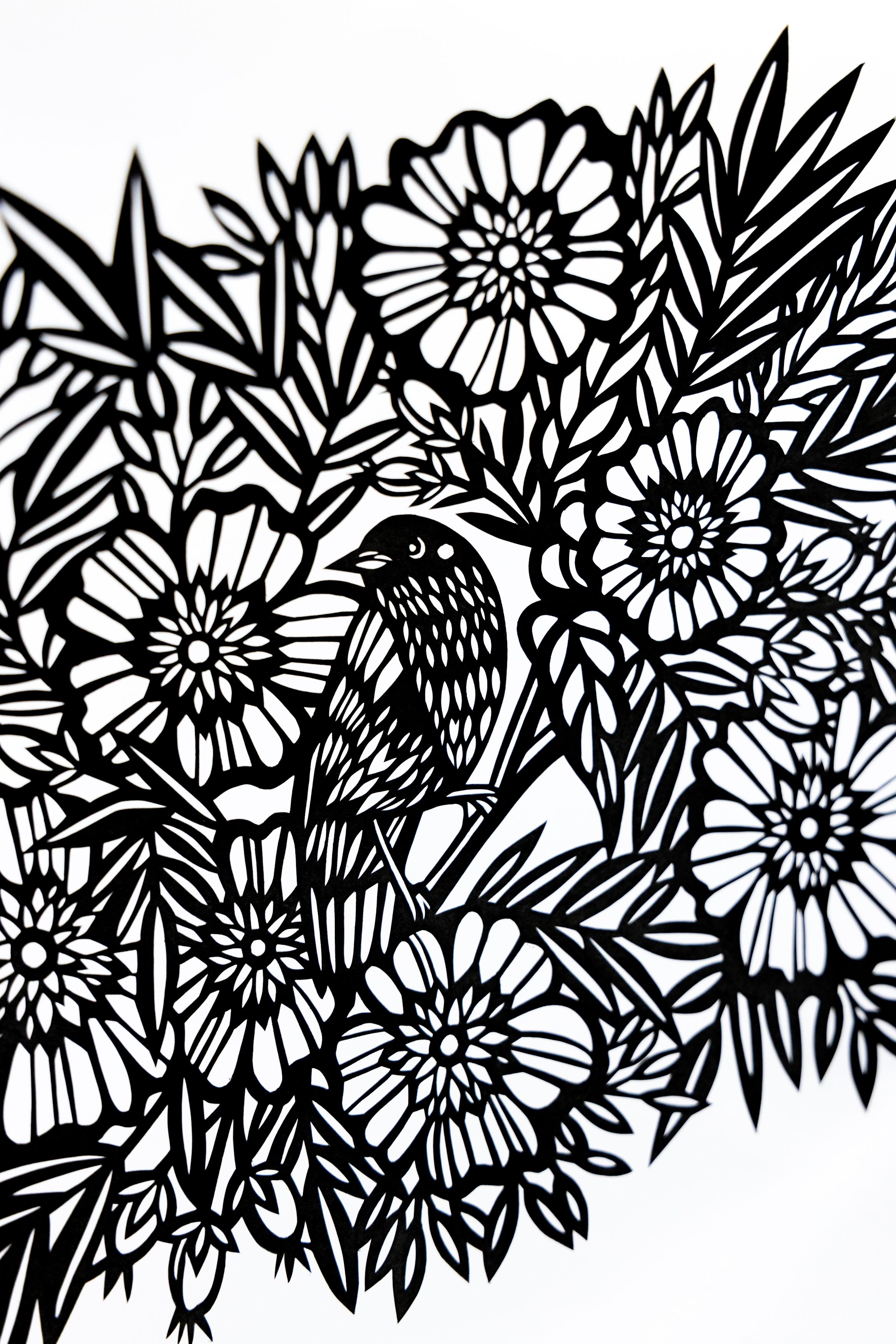 Bird Among the Flowers: A Detailed Papercut Illustration | Domestika