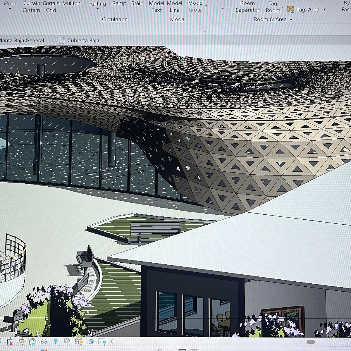 Cubierta paramétrica hecha en rhino para revit | Domestika