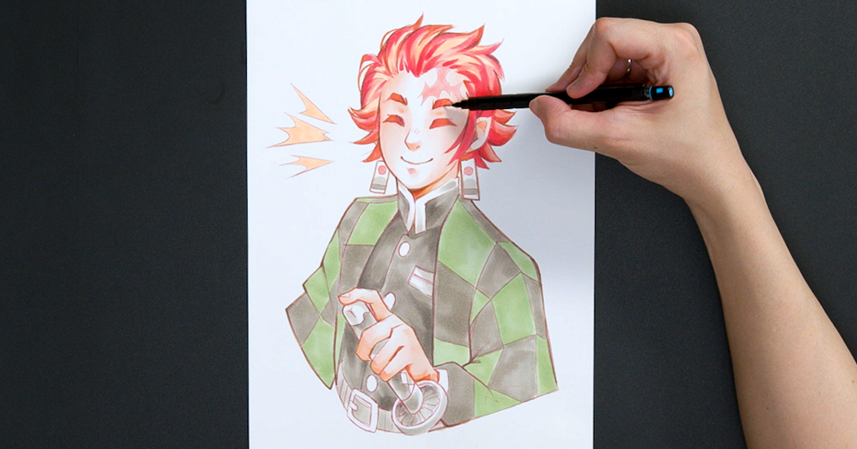 Manga Tutorial: How to Draw Tanjiro with Markers | Domestika