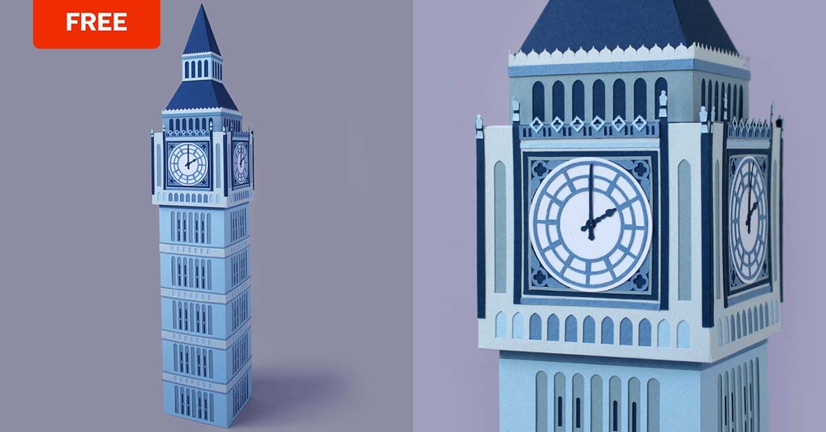 Free Template to Build Your Own Paper Model of Big Ben | Domestika