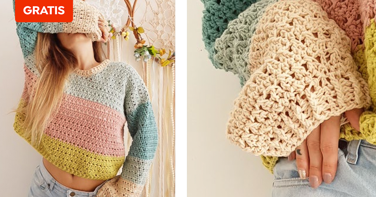 PDF Gratis: Patrón de un suéter de crochet estilo vintage | Domestika