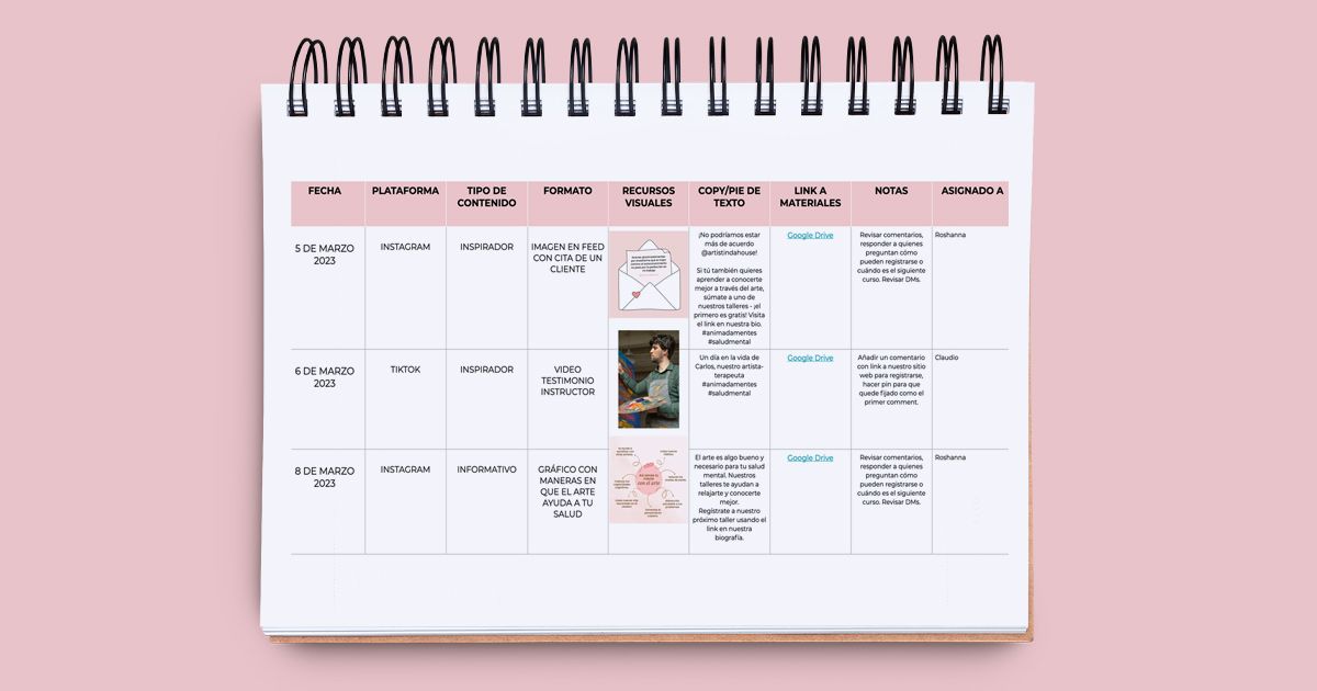 Plantilla gratis: Calendario editorial para redes sociales | Domestika