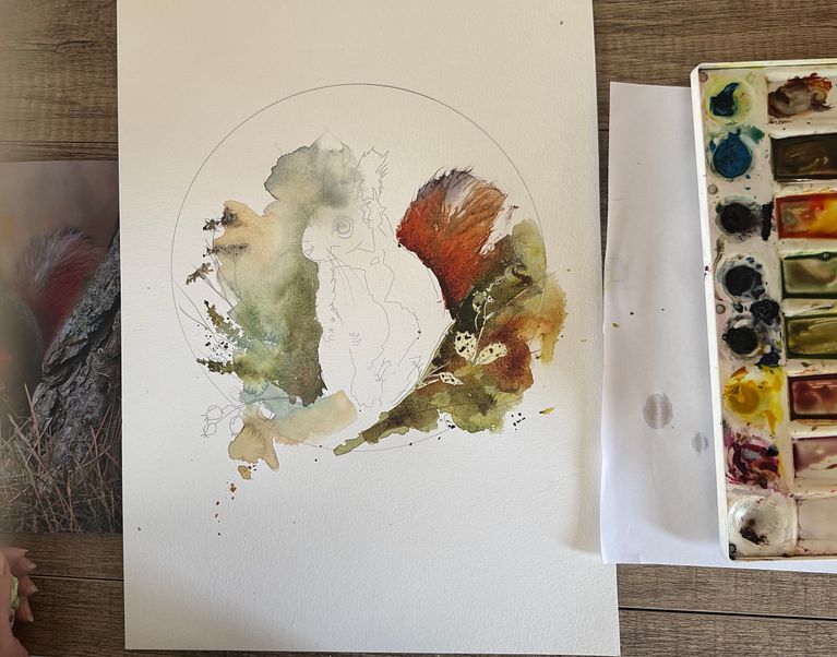 Expressive watercolour Squirrel | Domestika