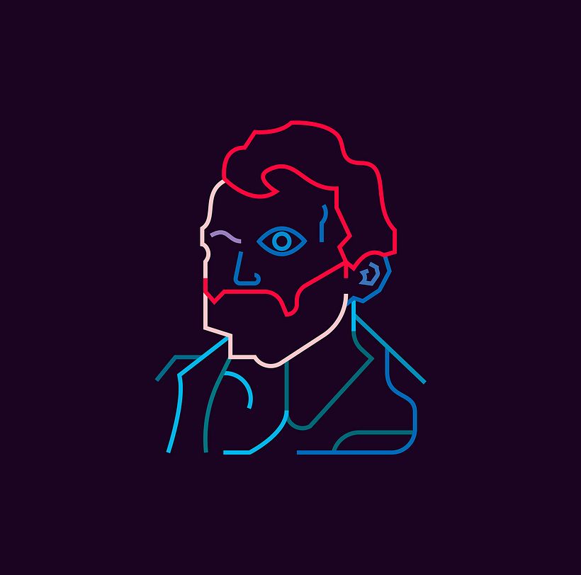 Los retratos del arte a base de línea y color | Domestika