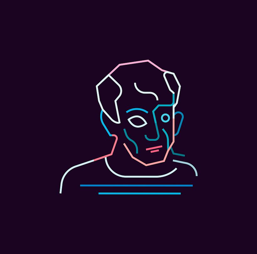 Los retratos del arte a base de línea y color | Domestika