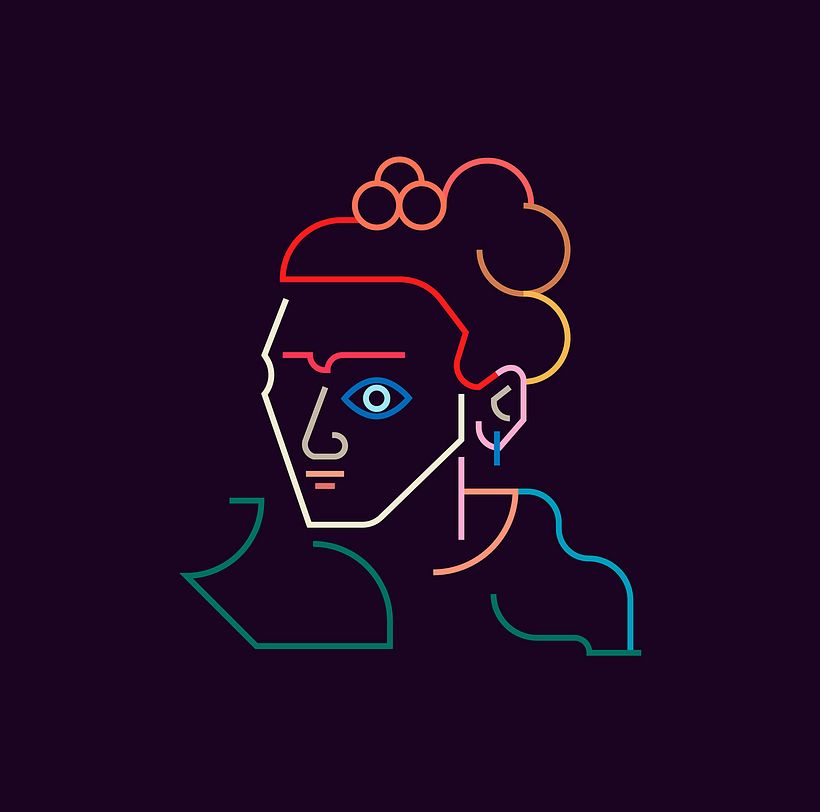 Los retratos del arte a base de línea y color | Domestika