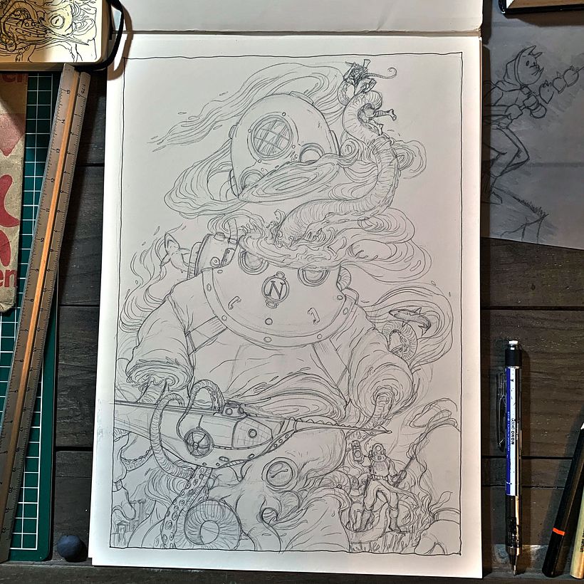 "Into the Deep" Inspired by 20000 Leagues under the Sea | Domestika