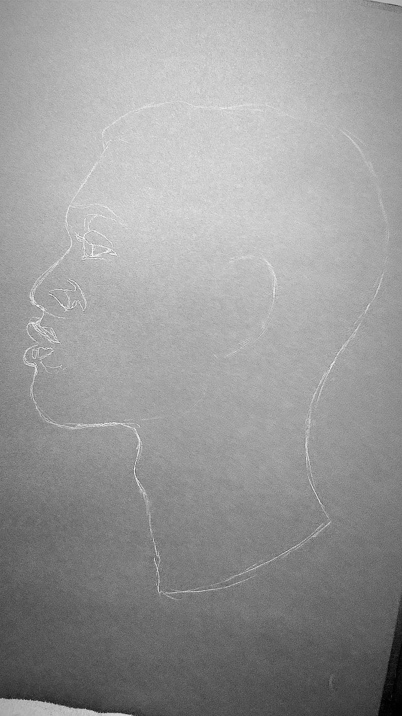 Profile of a Man - Chalk and Charcoal portrait, A3 | Domestika