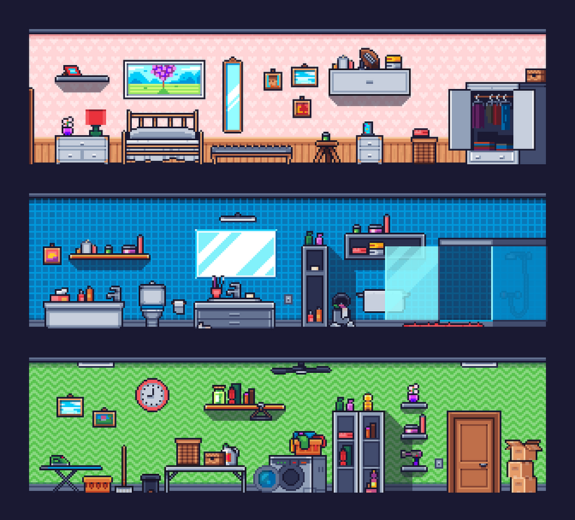Pixel Art Tileset: House Interiors | Domestika