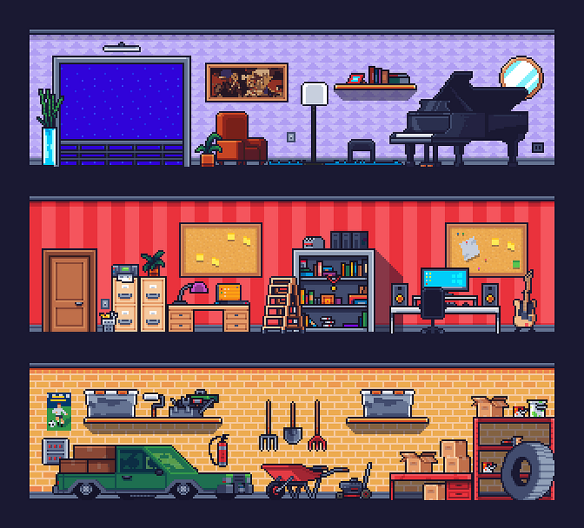 Pixel Art Tileset: House Interiors | Domestika