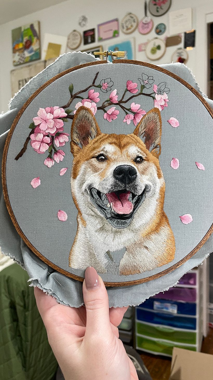 Lishi - Hand embroidered Shiba Inu portrait | Domestika