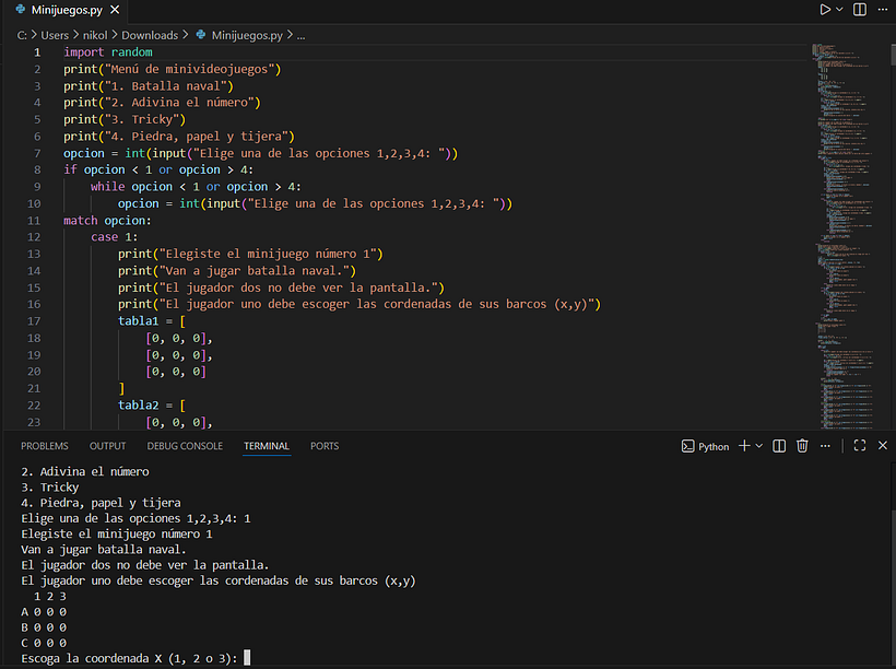 Menú de minivideojuegos programado en Python | Domestika